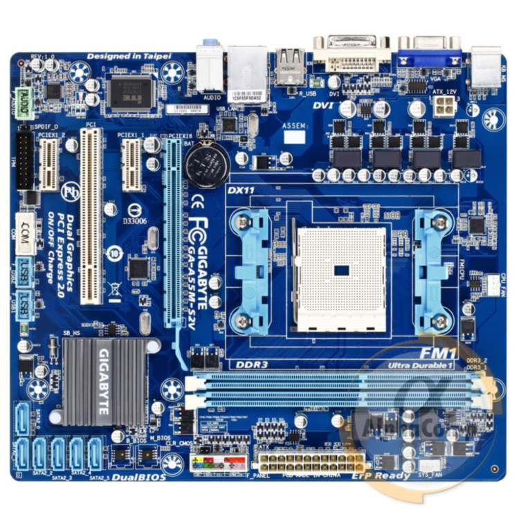 Материнская плата Gigabyte GA-A55M-S2V (FM1/AMD A55/2xDDR3) БУ купить в ...