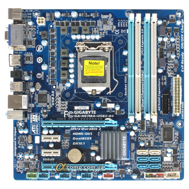 Материнская плата Gigabyte GA-H67MA-USB3-D3 rev 1.0 (s1155 • H67 ...