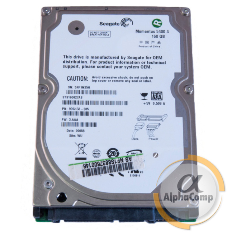 Жесткий диск 2.5" 160Gb Seagate ST9160827AS (8Mb/5400/SATAII) БУ купить ...